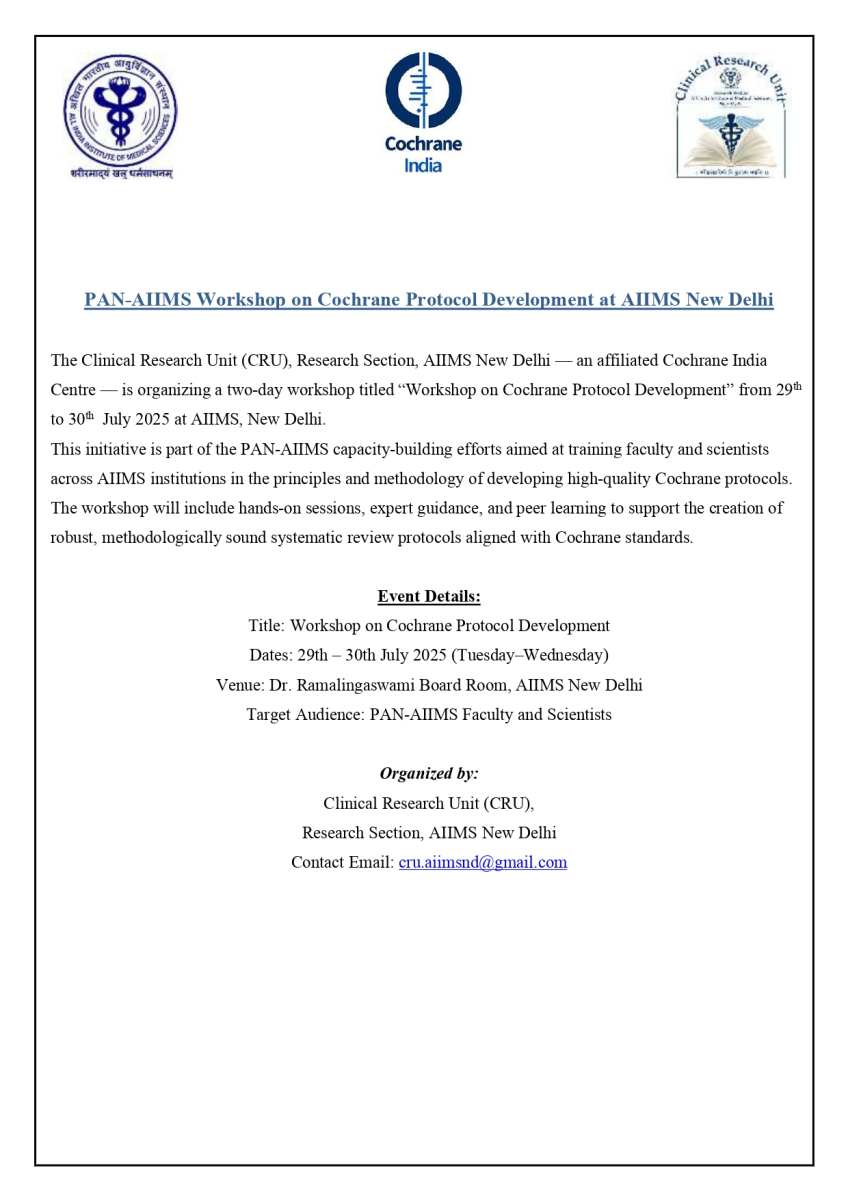 Workshop on Cochrane Protocol Development | Cochrane India
